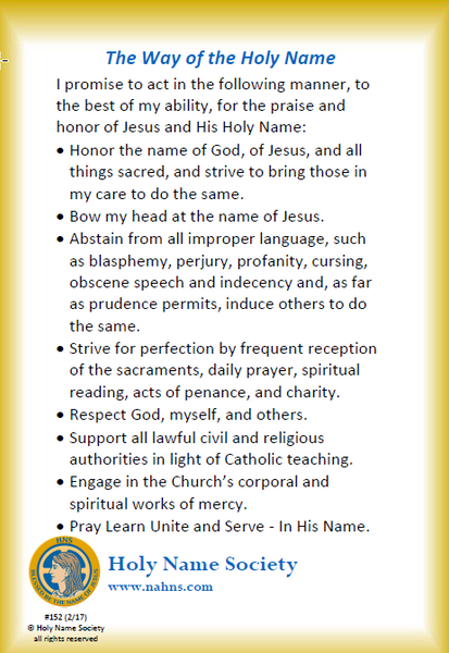 152-100 The Way of the Holy Name Prayer Card (Pack of 100) – Holy Name ...
