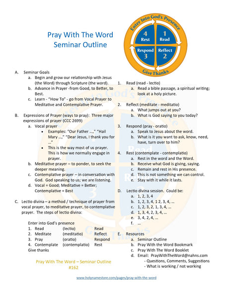 162-25 Pack of 25 Pray With The Word - Session Outline Tri-folds – Holy ...