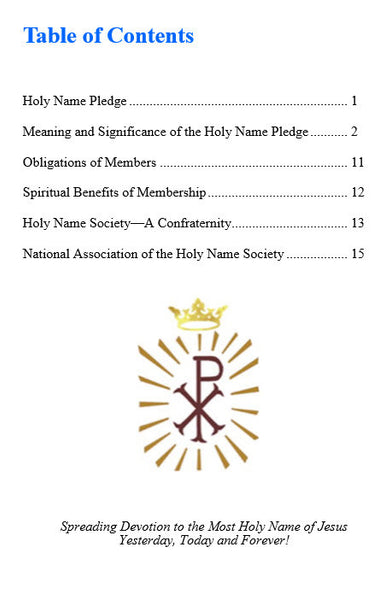 117 The Holy Name Pledge - It's Meaning; 5 Pack – Holy Name Society ...
